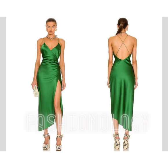 SER.O.YA | Dresses | Seroya Emma Silk Dress Gown Amazon Green Slip ...